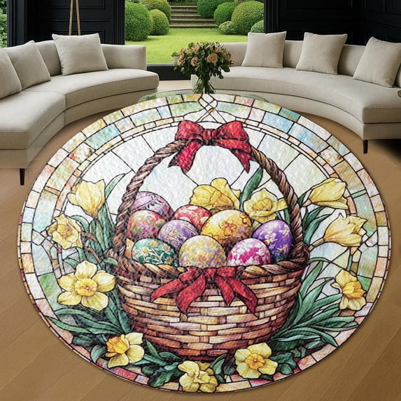 Circle Area Rug, Egg Washable Non-Slip Floor Carpet, Soft Rug for ...