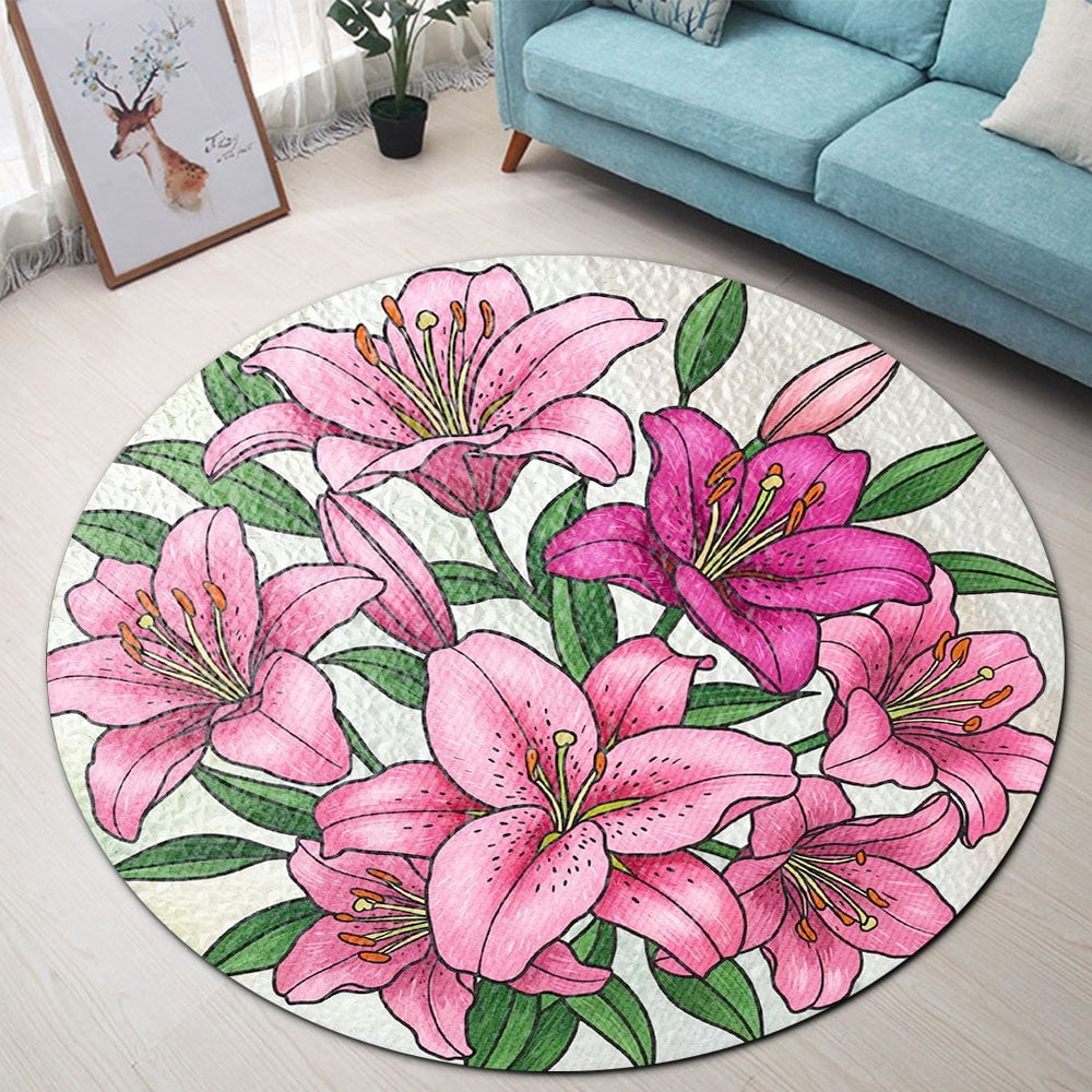 Circle Area Rug, Lily Washable Non-Slip Floor Carpet, Soft Rug for ...