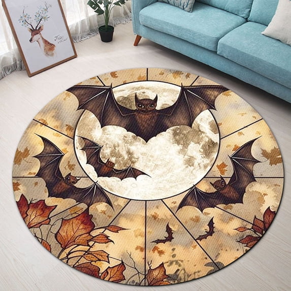 Circle Area Rug, Moon1 Art Design Washable Non-Slip Floor Carpet, Soft ...