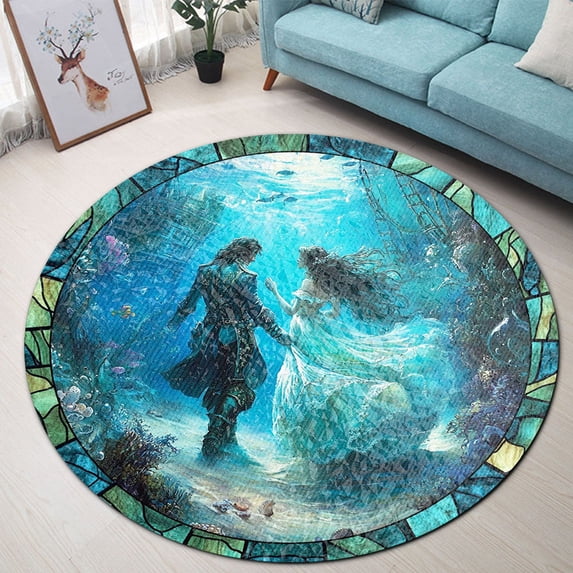 Circle Area Rug, Ocean2 Washable Non-Slip Floor Carpet, Soft Rug for ...