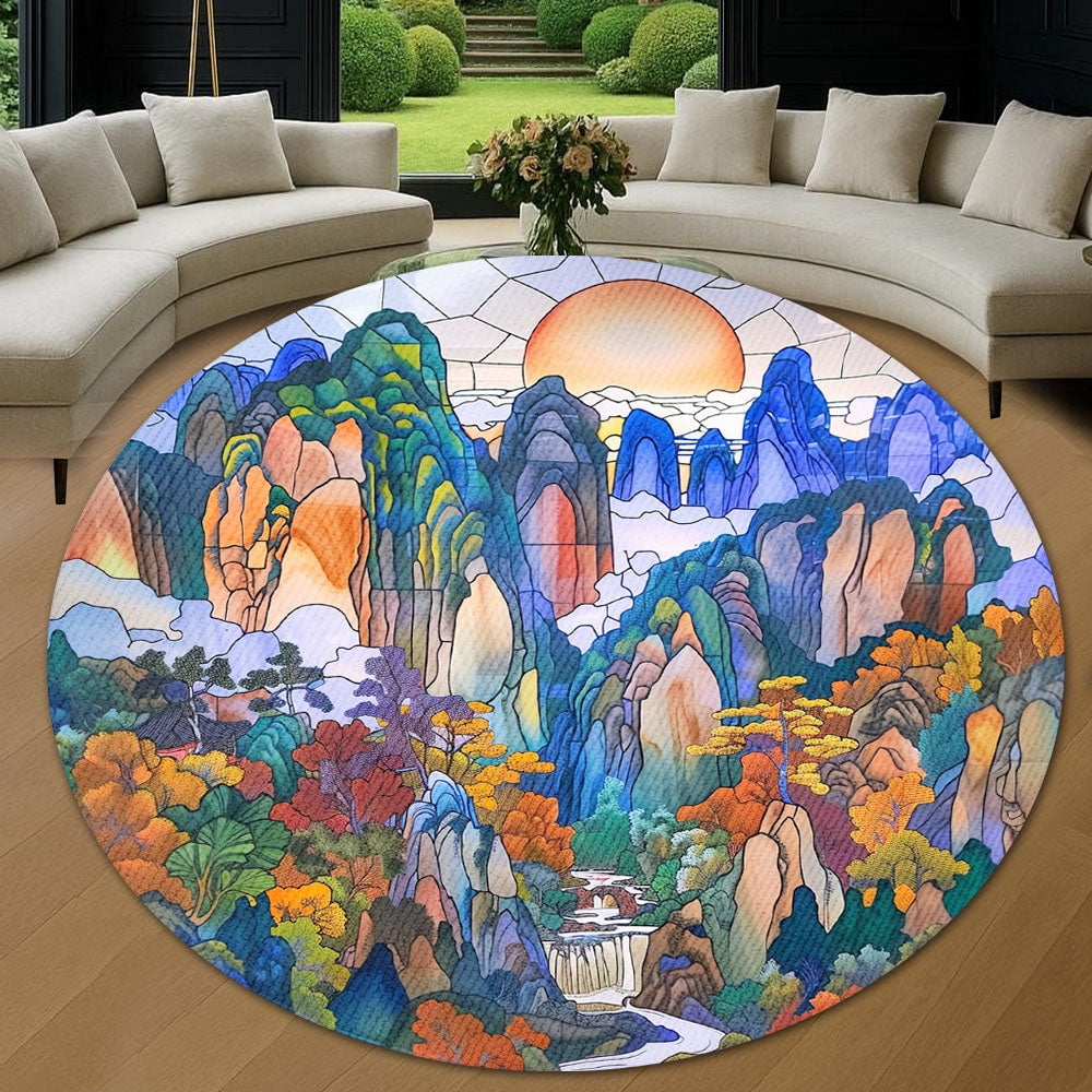 Circle Area Rug, Pillars Hunan Washable Non-Slip Floor Carpet, Soft Rug ...