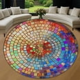 Circle Area Rug, Rainbow Washable Non-Slip Floor Carpet, Soft Rug for ...