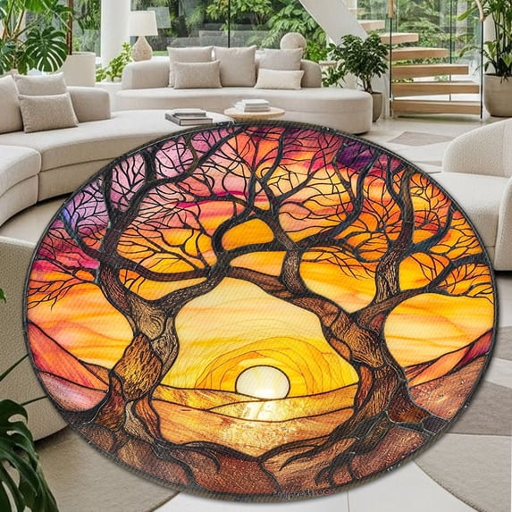 Circle Area Rug, Tree1 Washable Non-Slip Floor Carpet, Soft Rug for ...