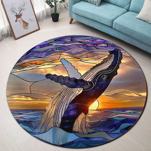 Circle Area Rug, Whale5 Washable Non-Slip Floor Carpet, Soft Rug for ...
