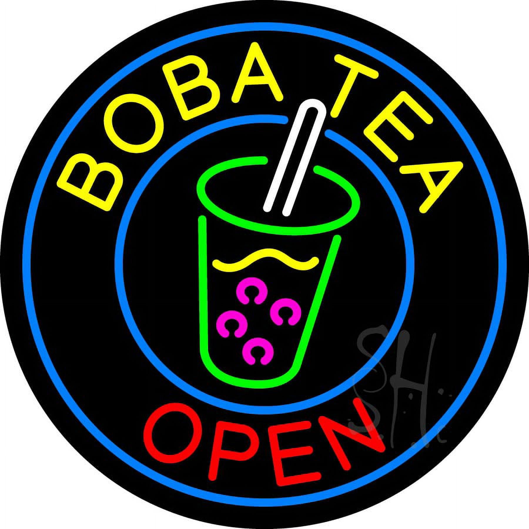 Circle Boba Tea LED Neon Sign 18 x 18 - inches, Clear Edge Cut Acrylic ...