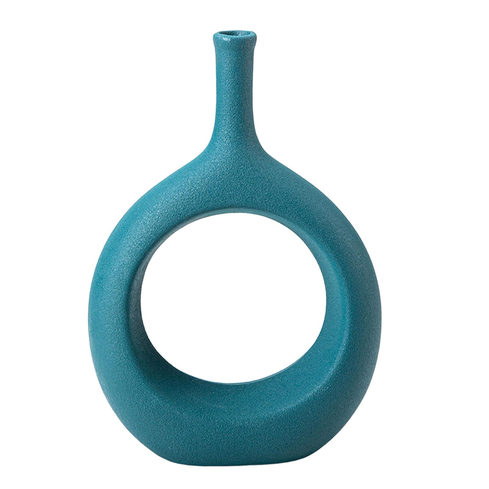 Circle Ceramic Vase for Decor, Circular Hollow Donut Flower Vases ...