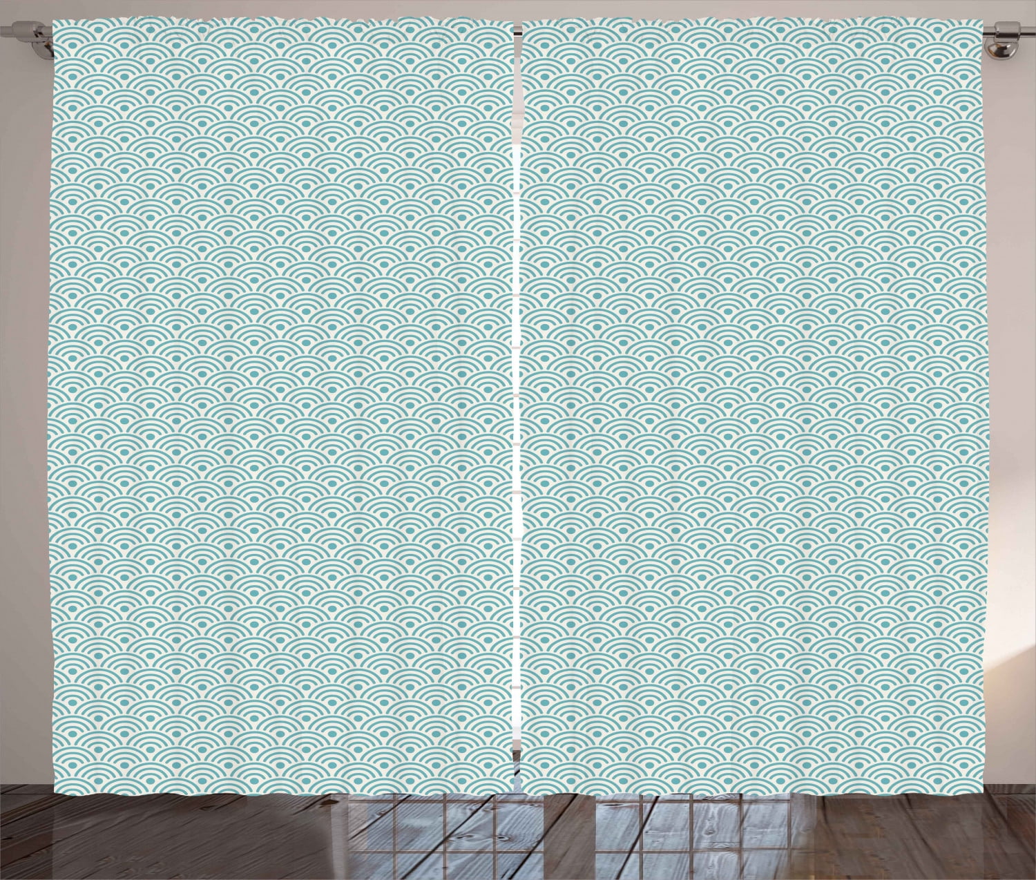 Ambesonne Circle Curtains 2 Panel Set, Eastern Ocean Inspired, 108" x ...