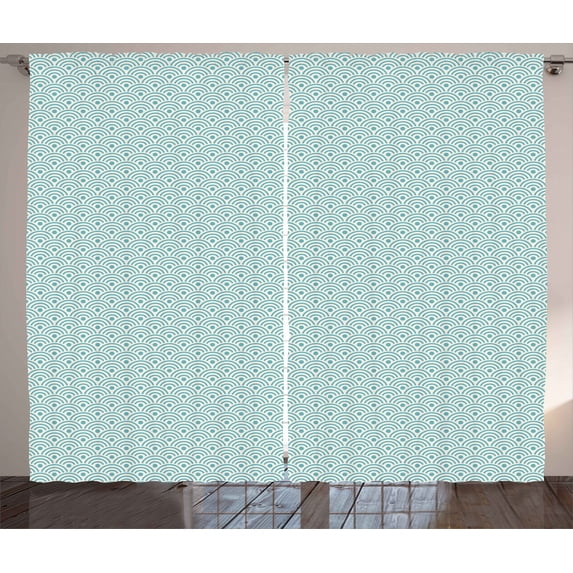 Ambesonne Circle Curtains 2 Panel Set, Eastern Ocean Inspired, 108" x ...