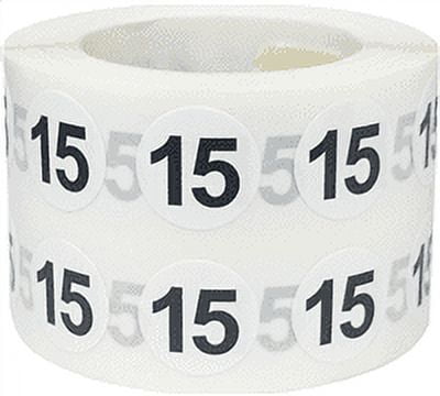 Circle Dot Number 15 Stickers, 0.5 Inch Round, 1000 Labels on a Roll ...