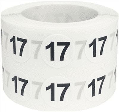 Circle Dot Number 17 Stickers, 0.5 Inch Round, 1000 Labels on a Roll ...