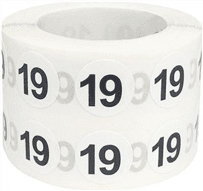 Circle Dot Number 19 Stickers, 0.5 Inch Round, 1000 Labels on a Roll ...