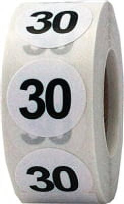 Circle Dot Number 30 Stickers | 0.75" Inch Round | 500 Pack - Walmart.com