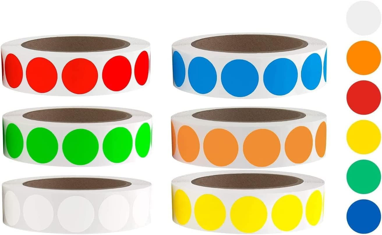 Circle Dot Stickers Color Coding Labels, 3000PCS (6 Rolls,500 Labels ...