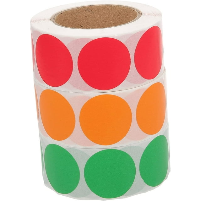 Circle Dots Labels 3 Rolls Envelope Tab Sealer Colored Round Stickers ...