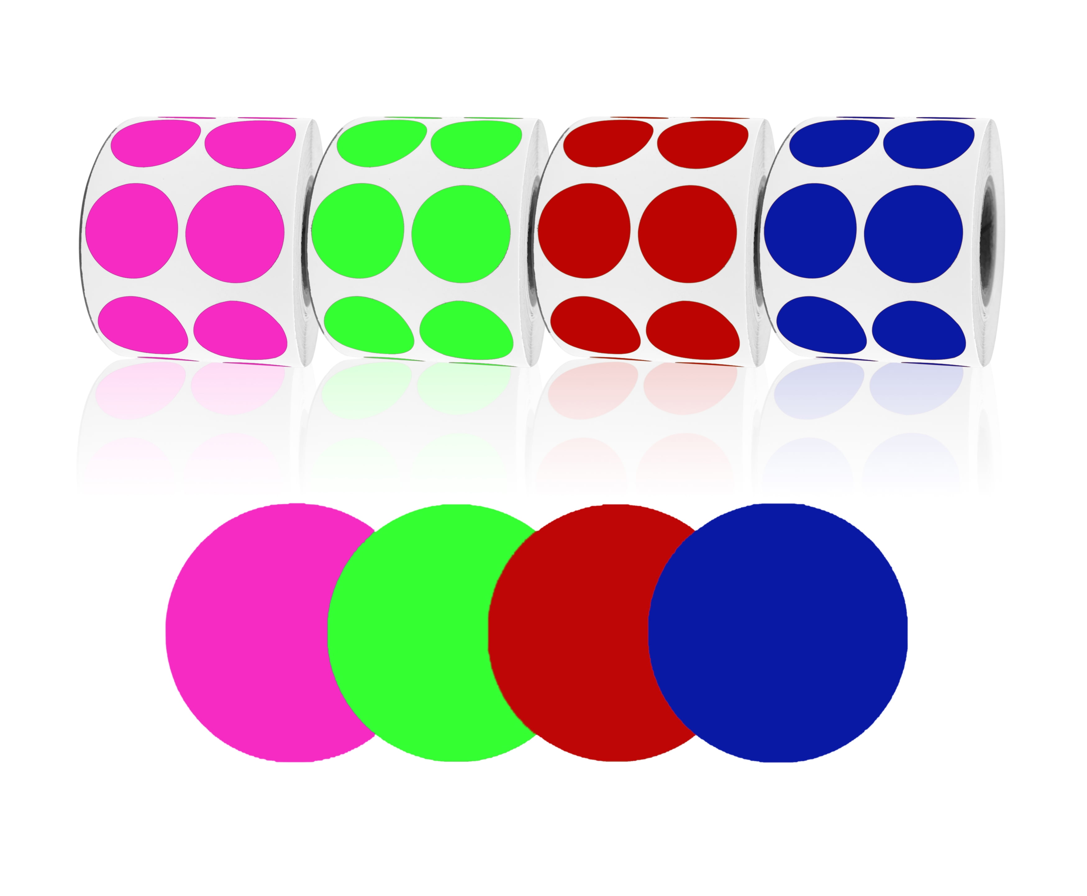 Circle Dots Stickers Label Rolls in 4 Assorted Colors - Round Labels ...