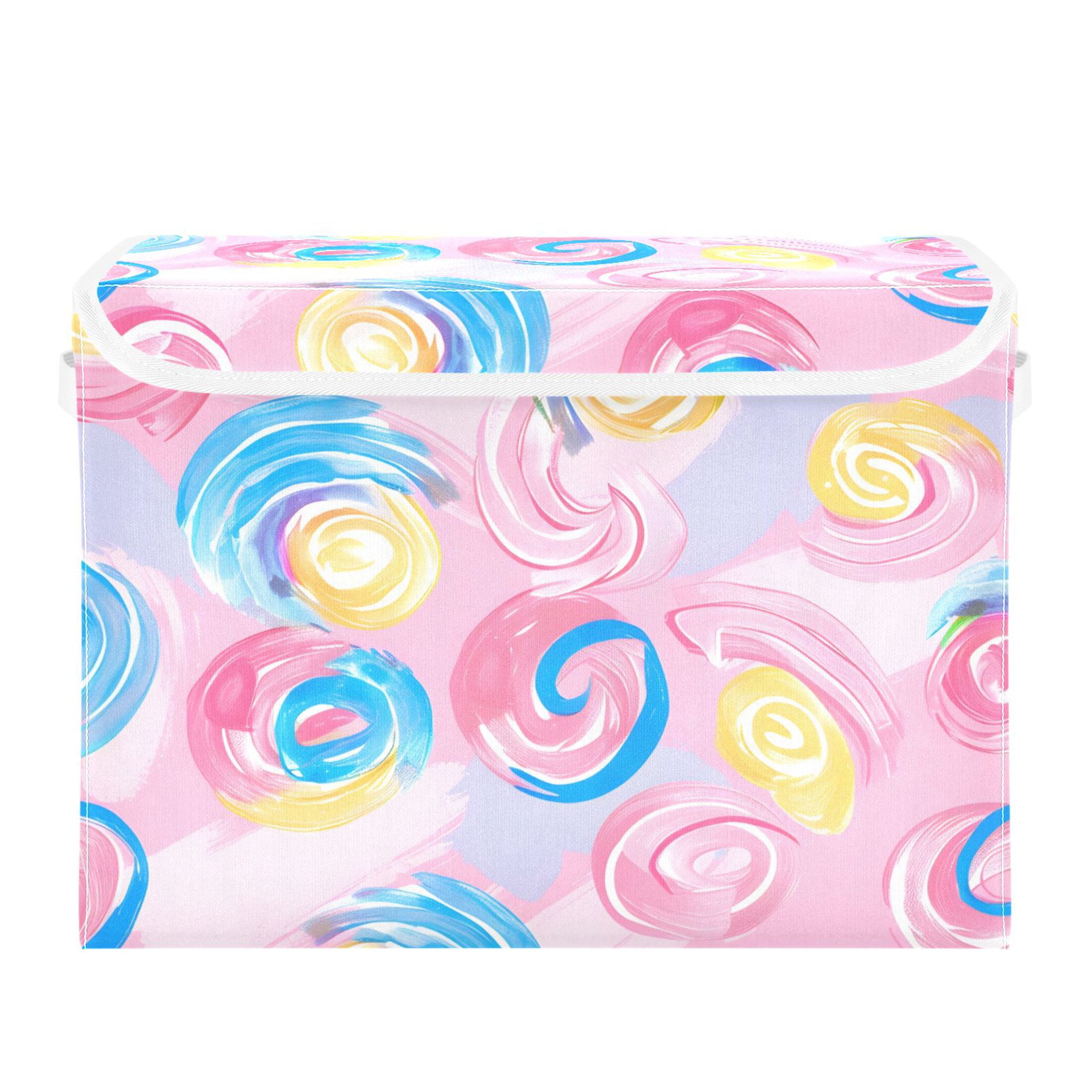 Circle Dreamy Pastel Color Foldable Storage Bin with Lid and Handle ...