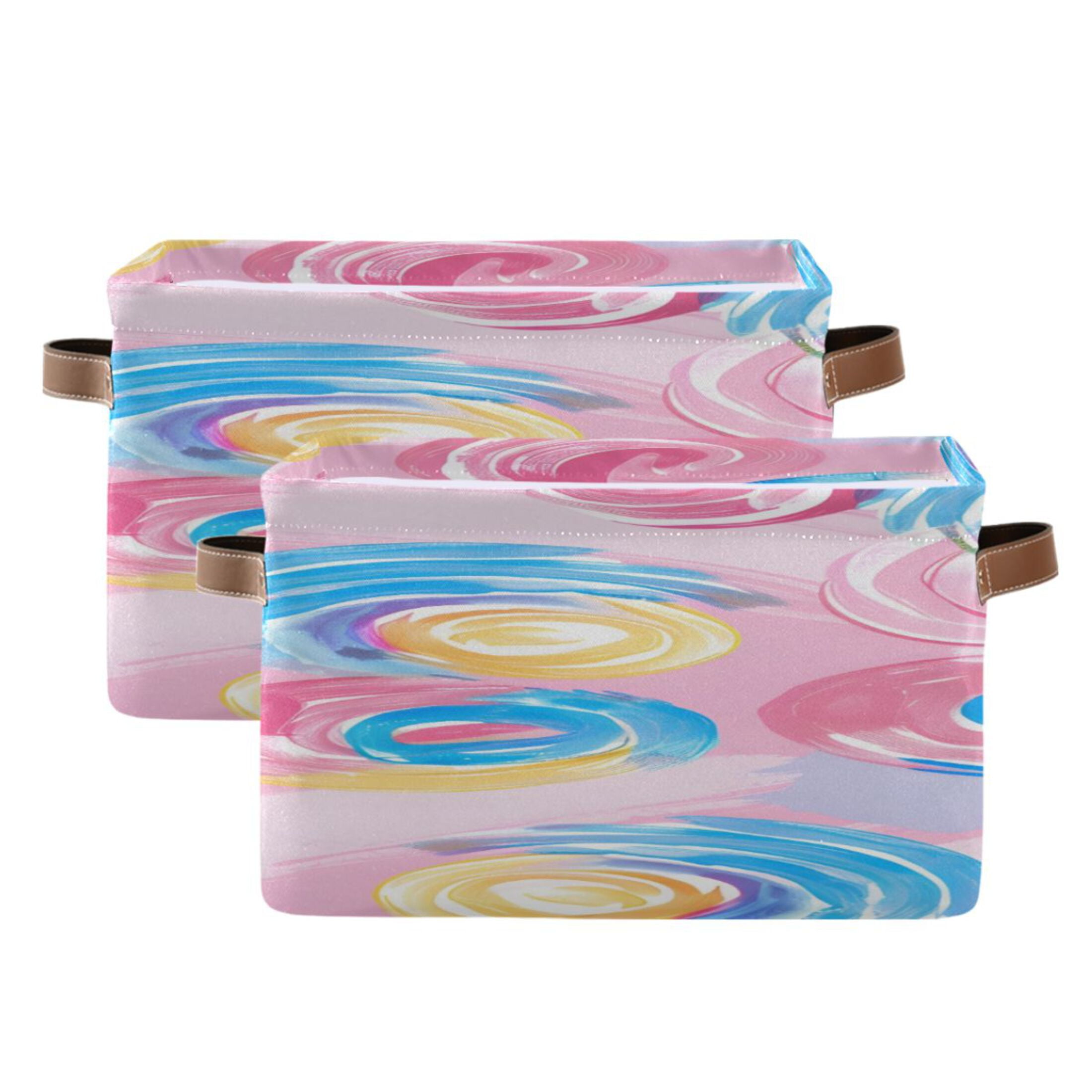 Circle Dreamy Pastel Color Square Storage Bins with Handles Collapsible ...