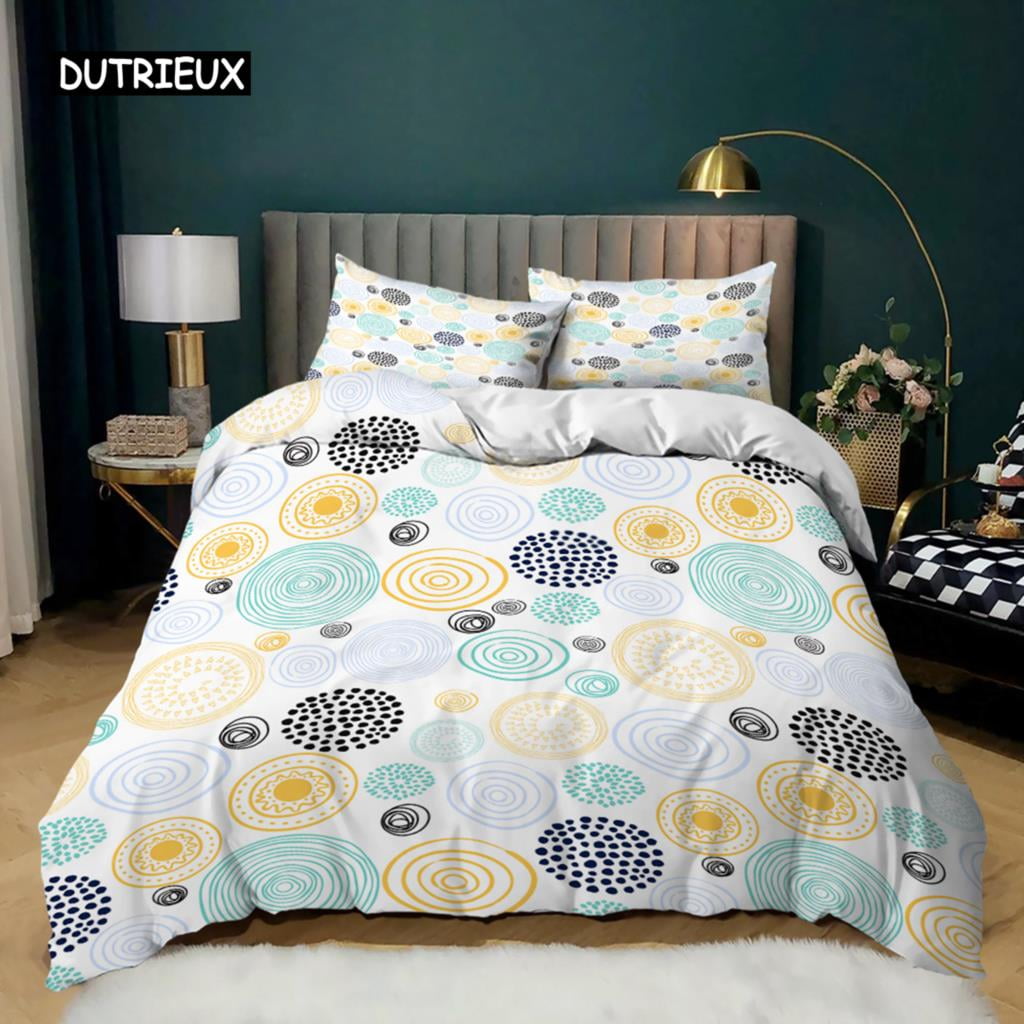Circle Duvet Cover Set Colorful Dots Pink Gray Purple Circles For Teens ...