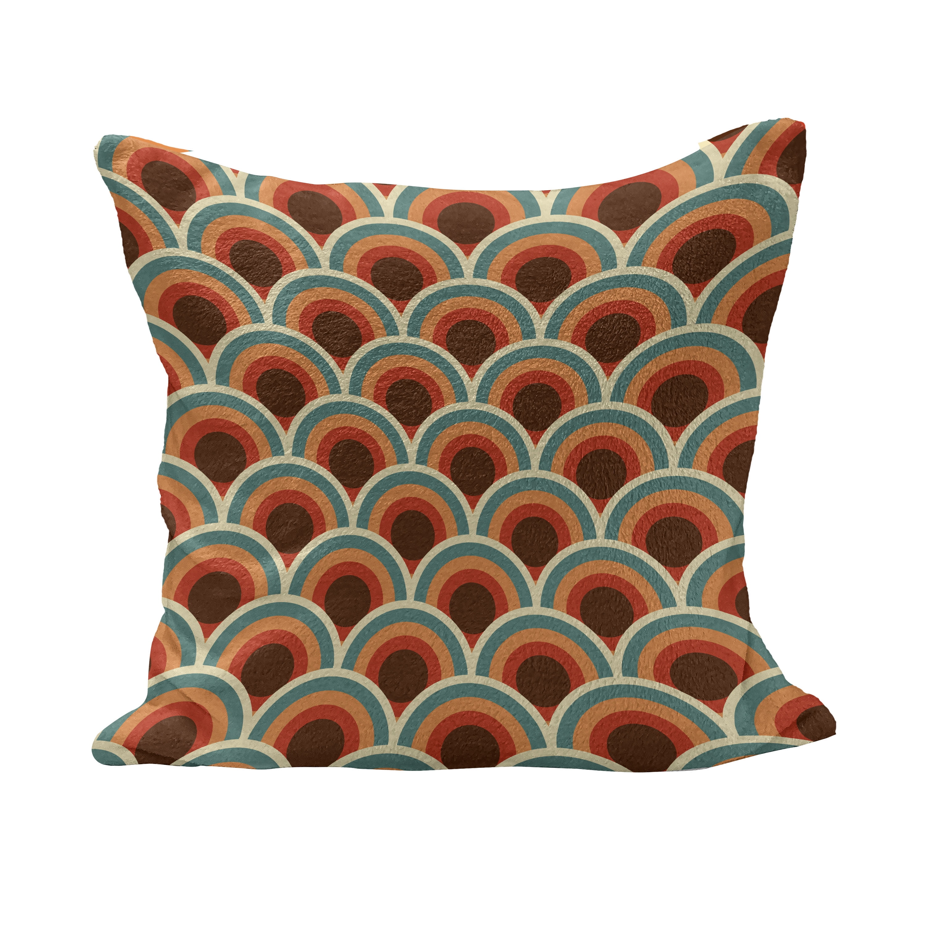 Circle Fluffy Throw Pillow Cushion Cover, Conceptual Design Retro Style ...