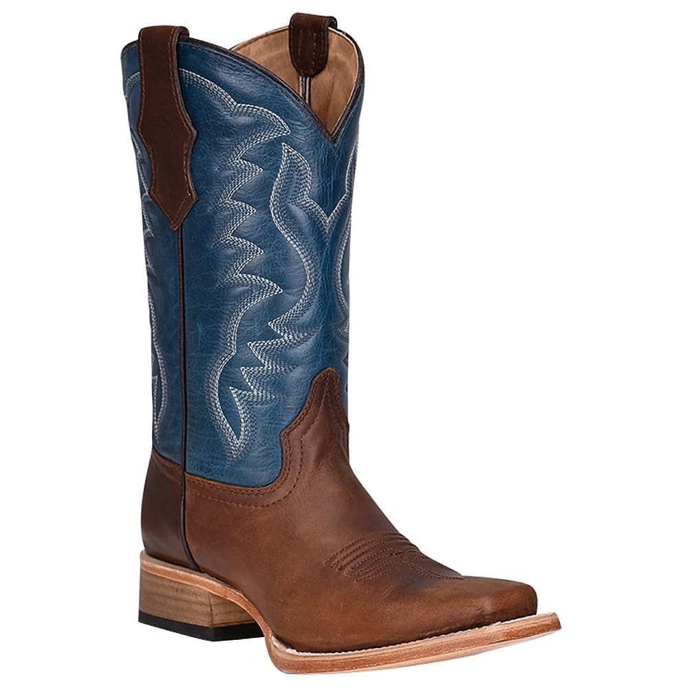 Circle G Boys Kids and Blue Embroidery Sq Toe Boot 3 Brown - Walmart.com