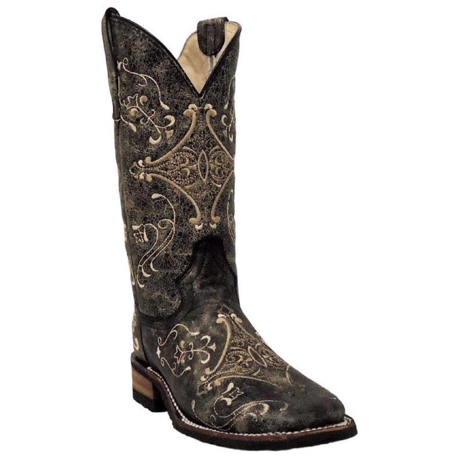 Circle G By Corral Ladies Brown Crackle/Bone Embroidery Boot L5228 - Walmart.com
