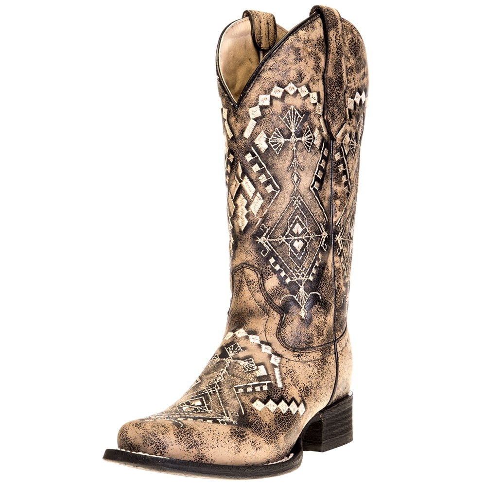 Circle G By Corral Ladies Sand Embroidered Black Square Toe Boots L5525 ...