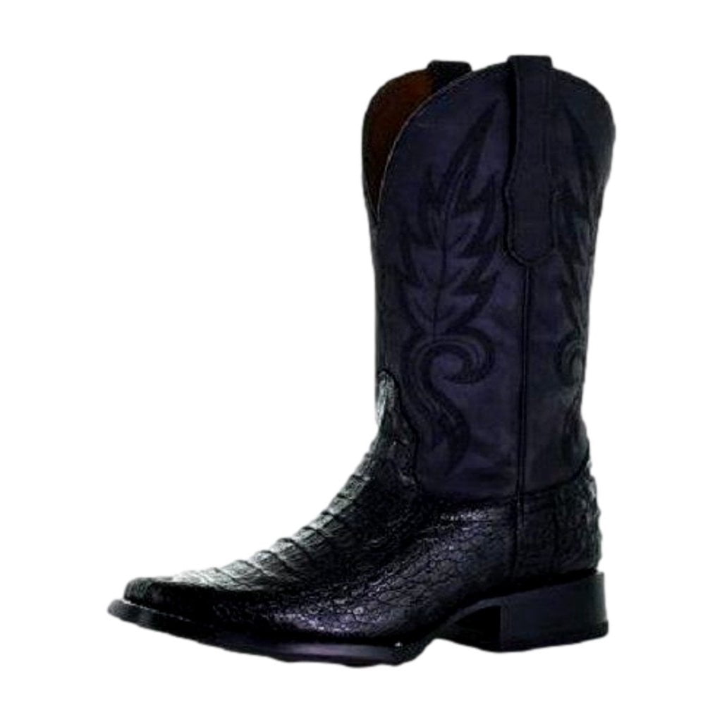 Circle G Western Boots Mens Caiman Embroidery Square Toe Black L5743 ...