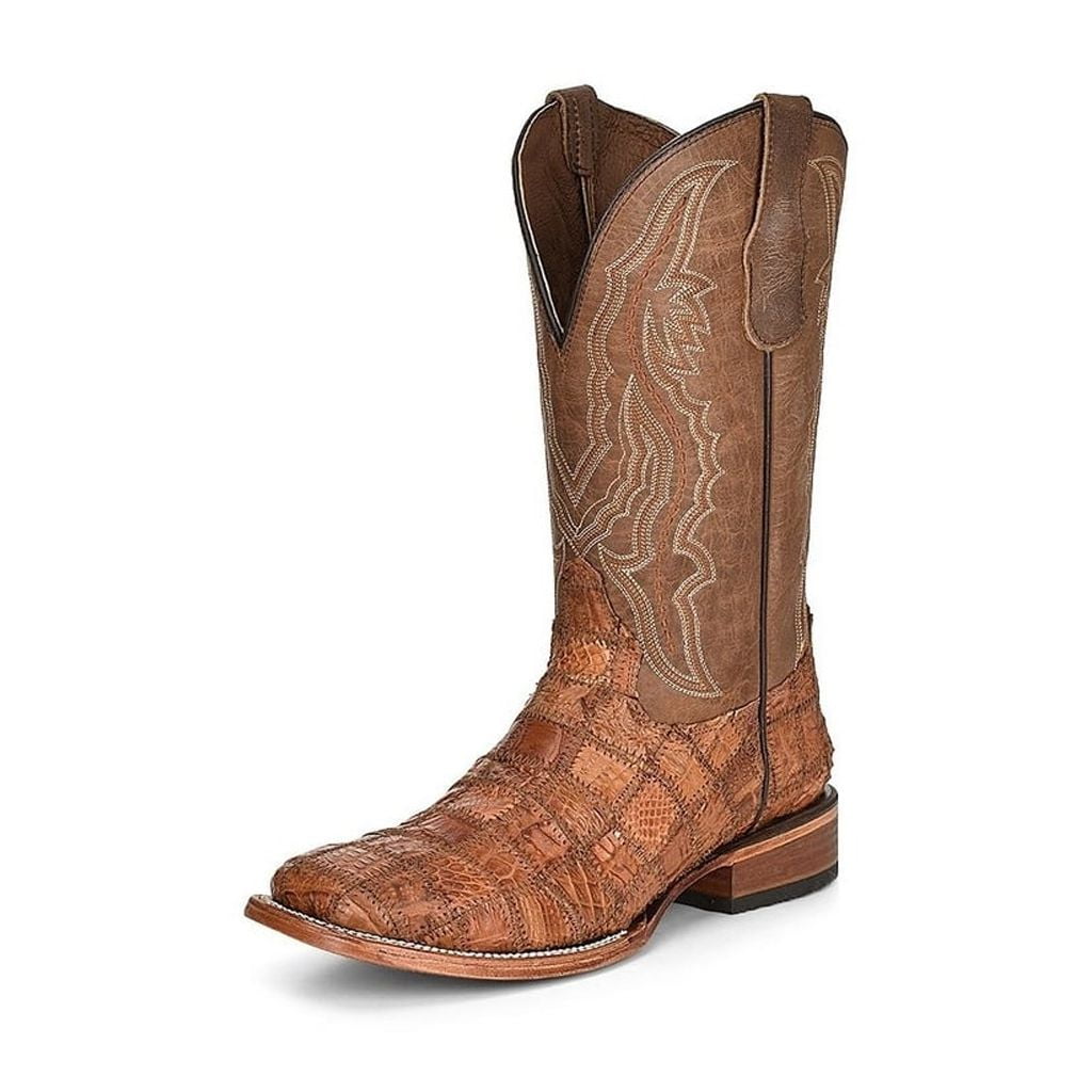Circle G Western Boots Mens Caiman Patchwork Embroidery Cognac L5950 ...