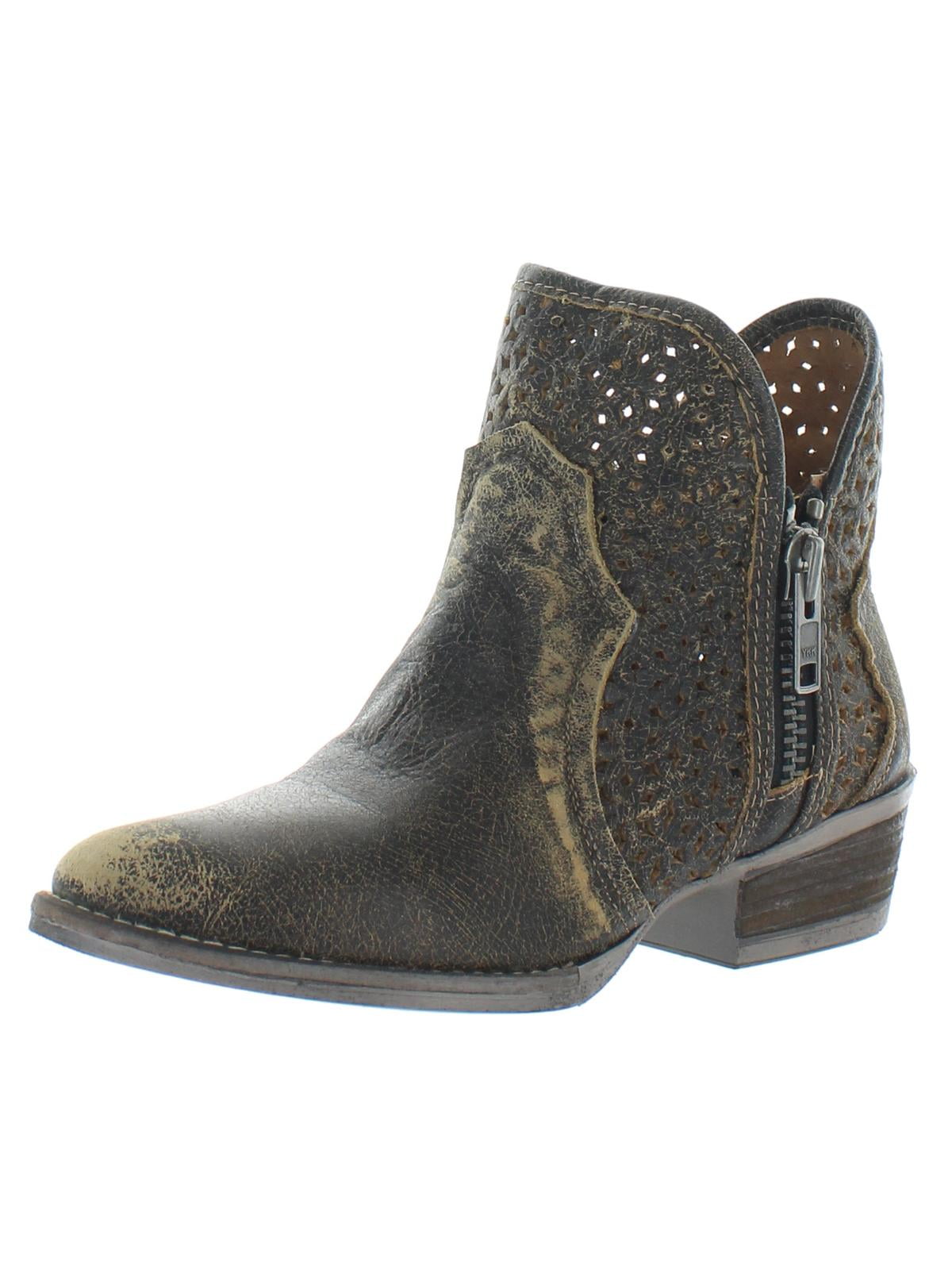 Circle G Western Boots Womens 7" Zip Leather Cutout 8 M Black Q5021 ...