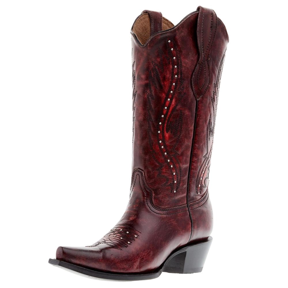 Circle G Women's Corral Western Boot Snip Toe Wine 8 1/2 M US - Walmart.com