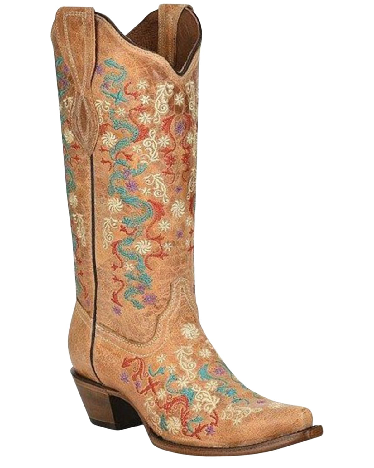 Circle G Women's Floral Embroidery Western Boot Snip Toe - L2065 6 1/2 ...