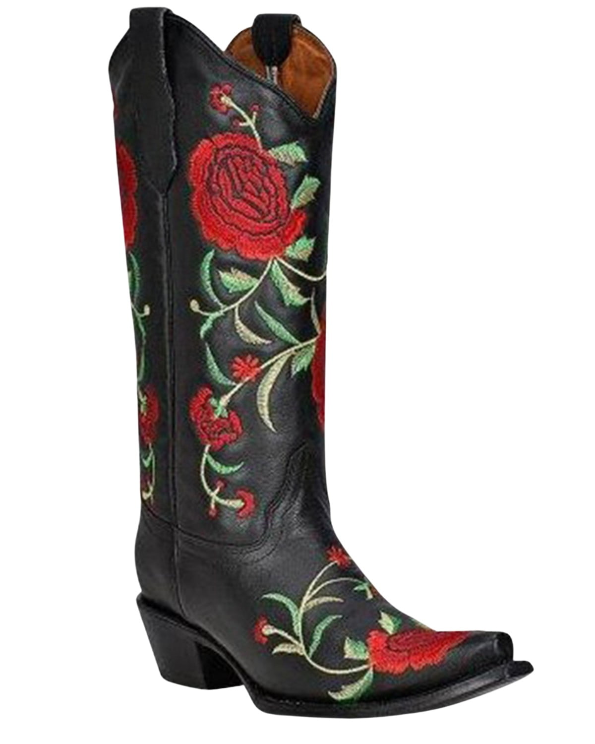 Circle G Women's Flowered Embroidery Western Tall Boot Snip Toe - L5846 ...