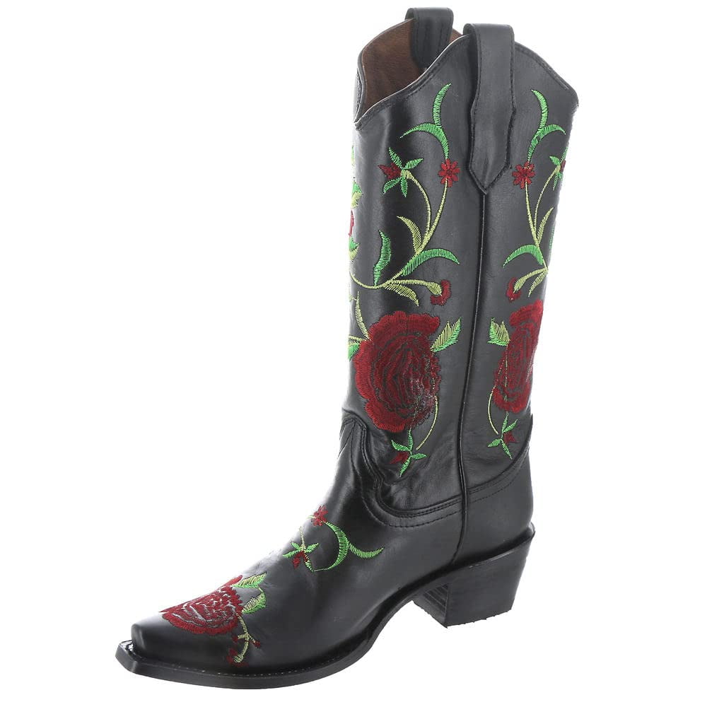 Circle G Women's Flowered Embroidery Western Tall Boot Snip Toe - L5846 ...