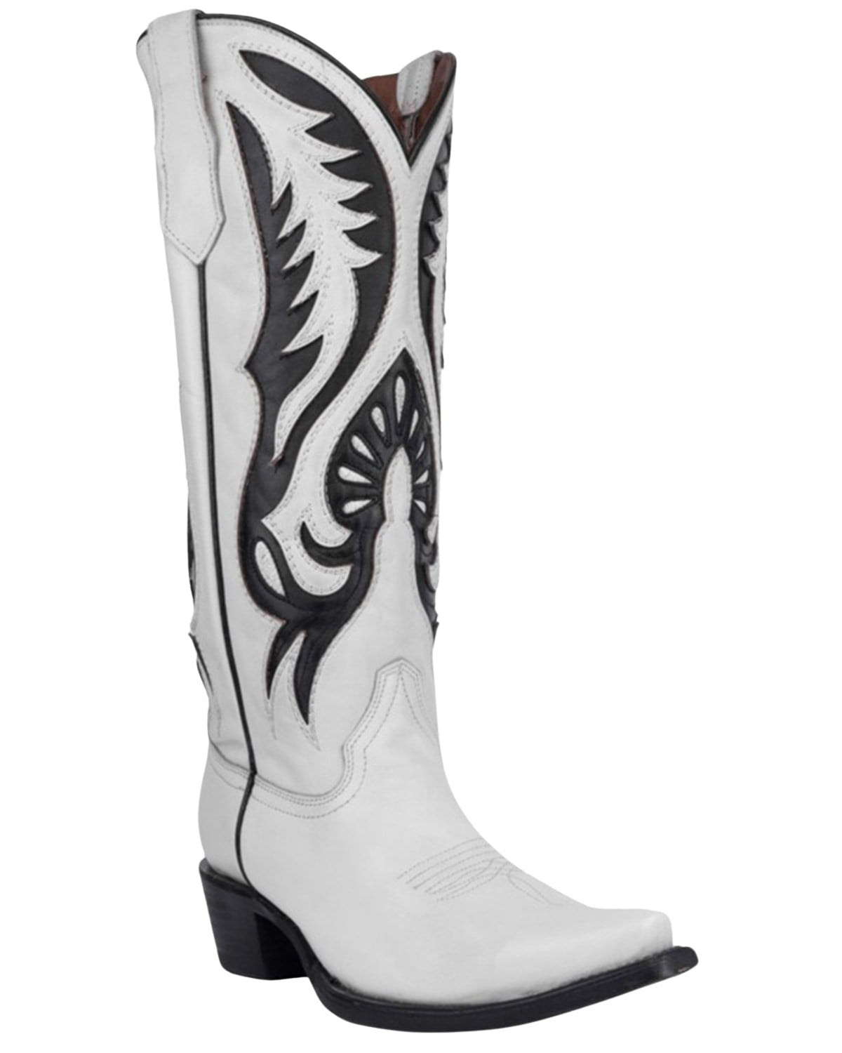 Circle G Women's Inlay Western Boot Snip Toe White 7 M US - Walmart.com