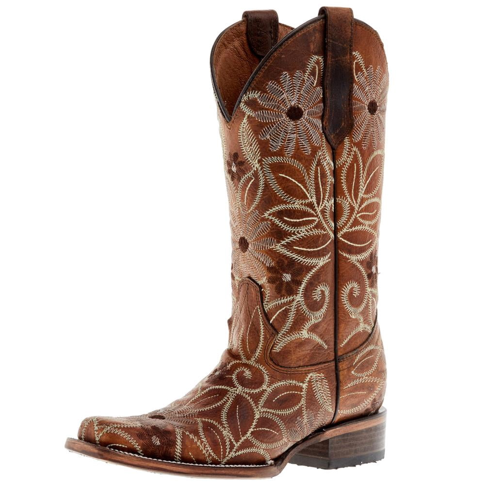 Circle G Womens L5837 Women's Floral Embroidery 12 Top Square Toe Boot ...