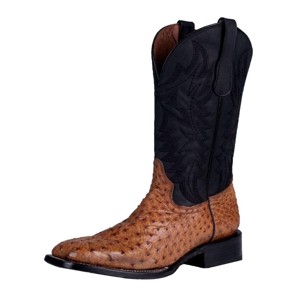 Circle G Western Boots Mens Ostrich Embroidery Tan Black L6051 ...