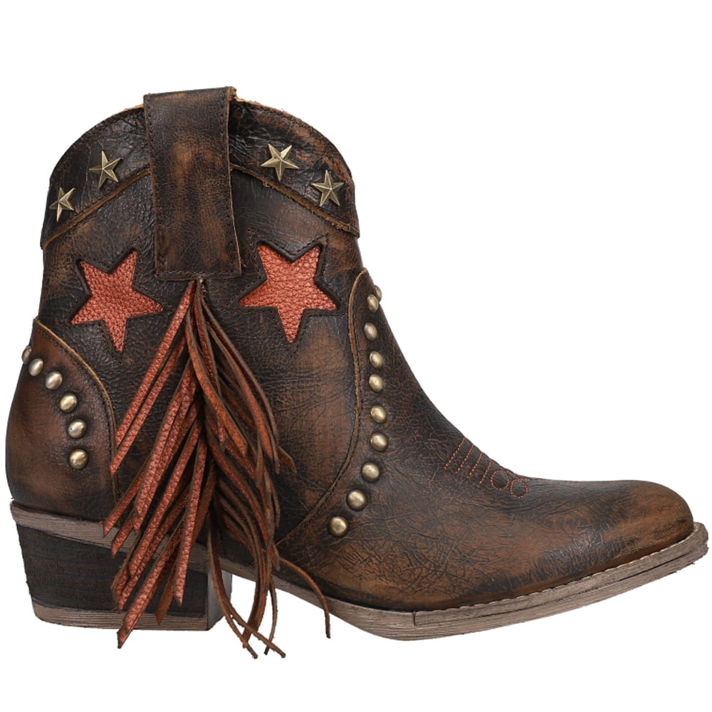 Circle G by Corral Womens Star Fringe & Stud Patriotic Tooled Inlay ...