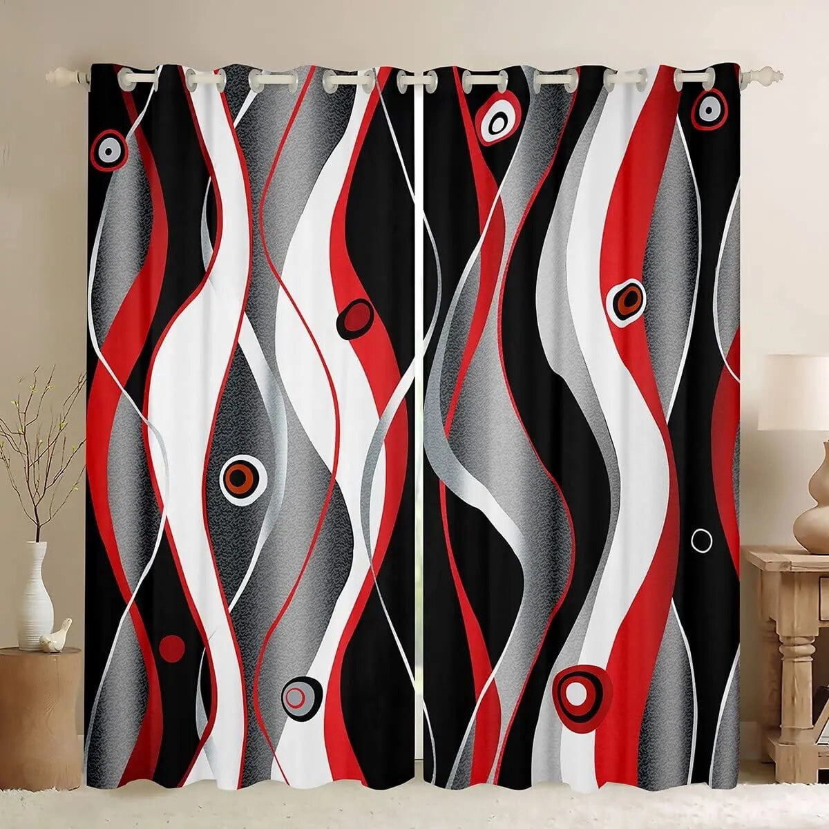 Circle Geometry Curtains High Shading Curtain Drapes for Kids Boys ...