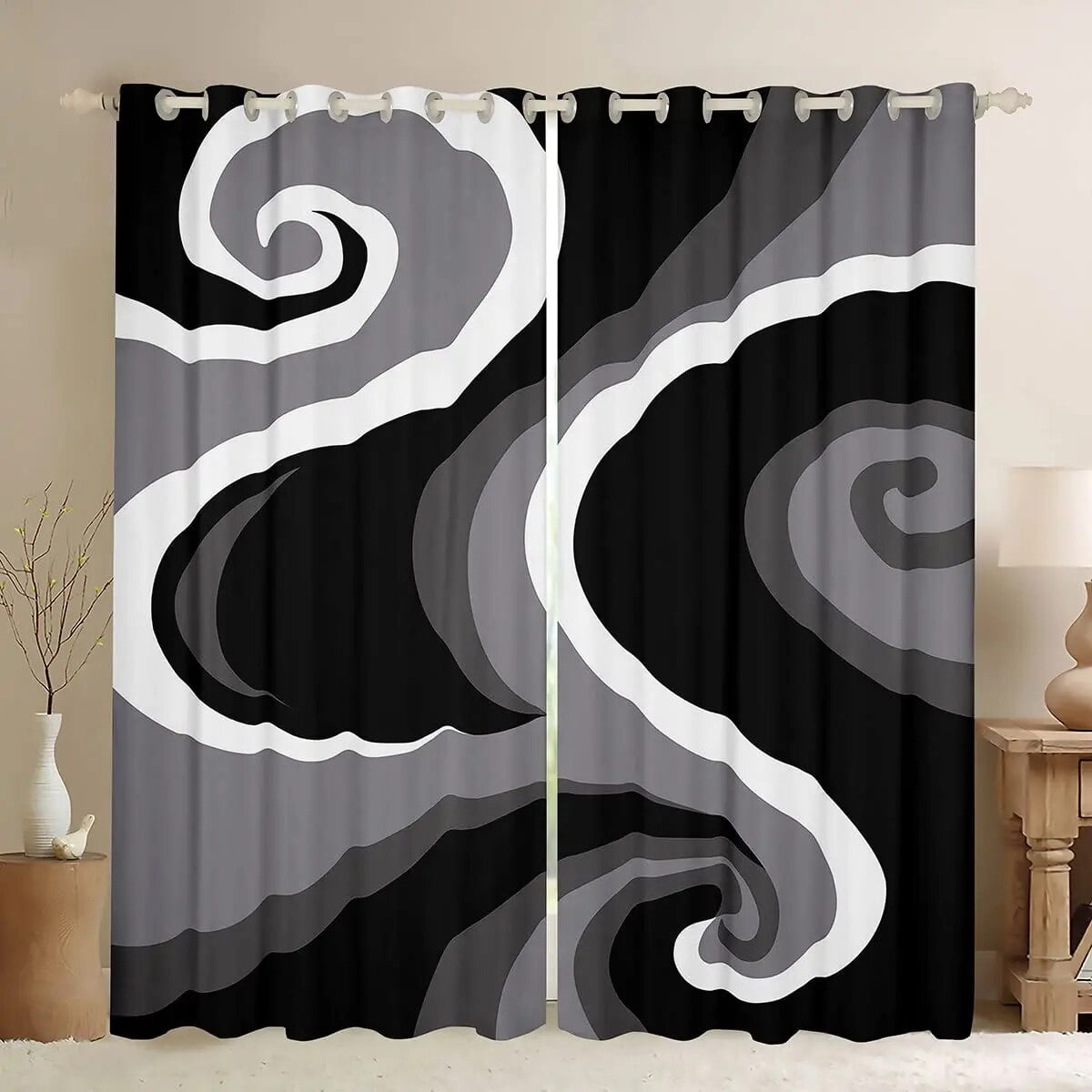 Circle Geometry Curtains High Shading Curtain Drapes for Kids Boys ...