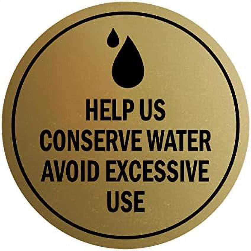 Circle Help conserve water Avoid Excessive e Sign (Brhed Gold) - Medium ...