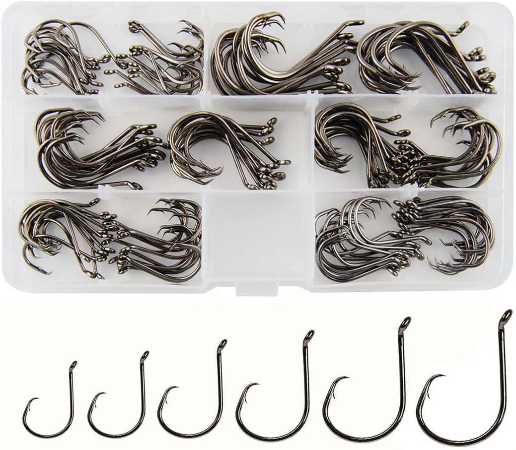 VanRolldex Saltwater Fishing Hooks 150pcs Circle Hooks High Carbon ...