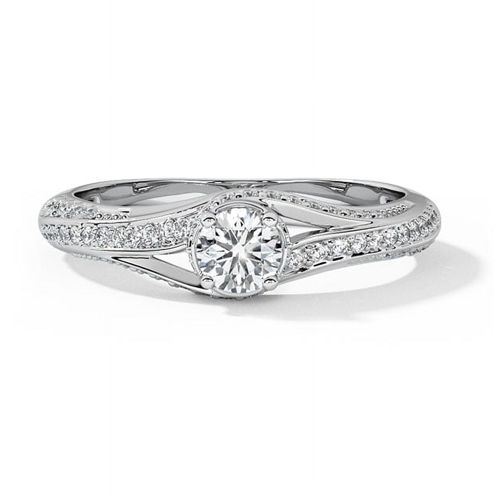 Circle Jewel 1.3 Ct Diamond Engagement Ring - Round Cut - Split Shank ...