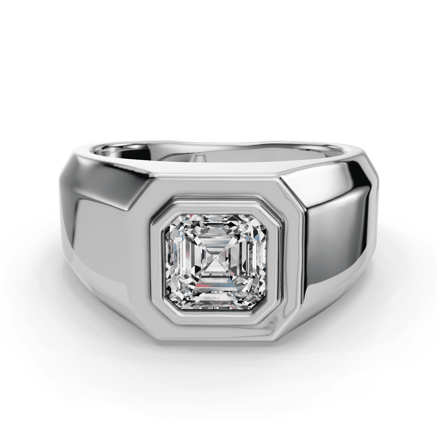 Circle Jewel 1.6 Ct Asscher Cut Moissanite Engagement Ring - 14K White ...
