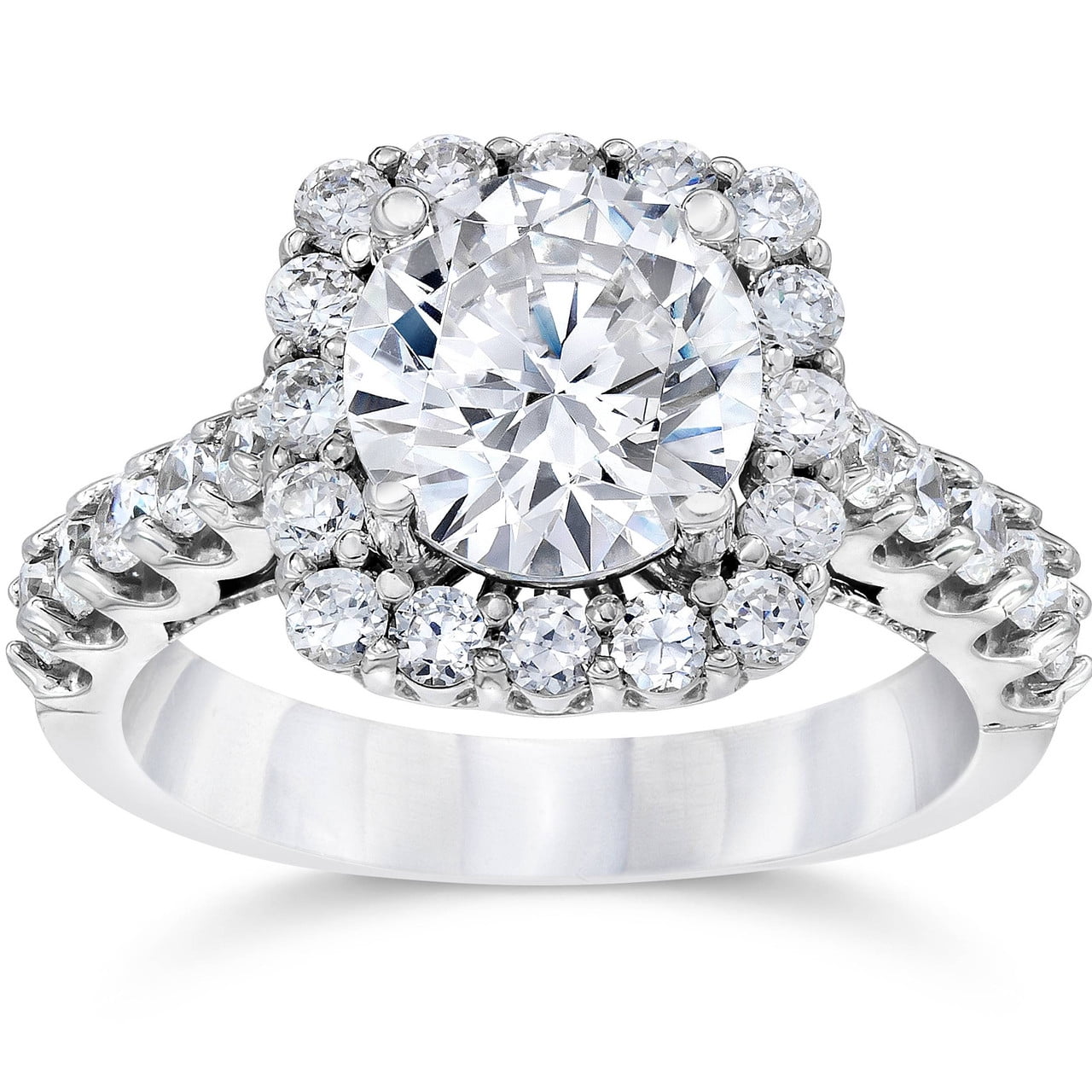 Circle Jewel 1.9 Ct Round Cut Lab Created Diamond Rings - 14K White ...