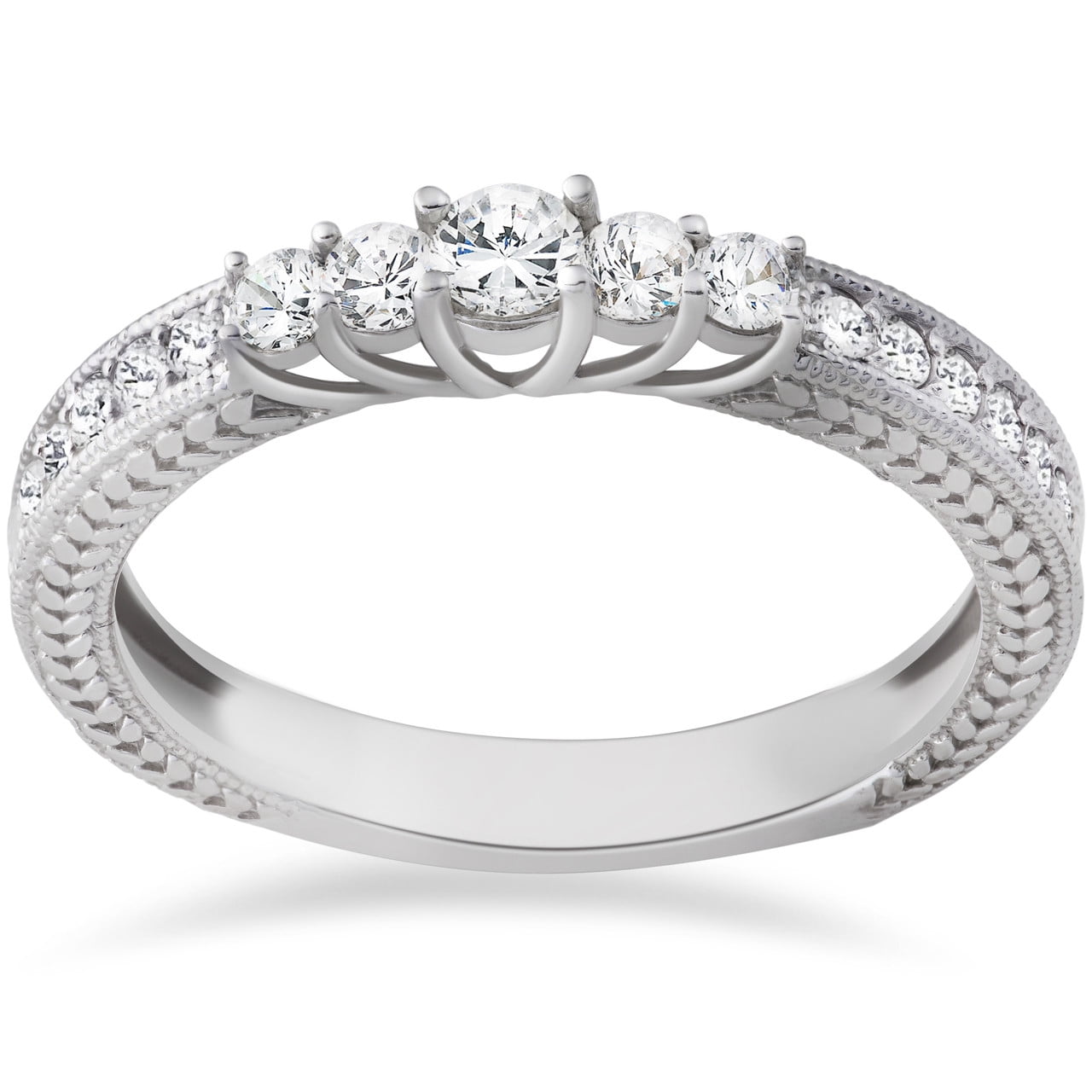 Circle Jewel 1 Ct Round Cut Diamond Rings for Her - 14K White Gold ...