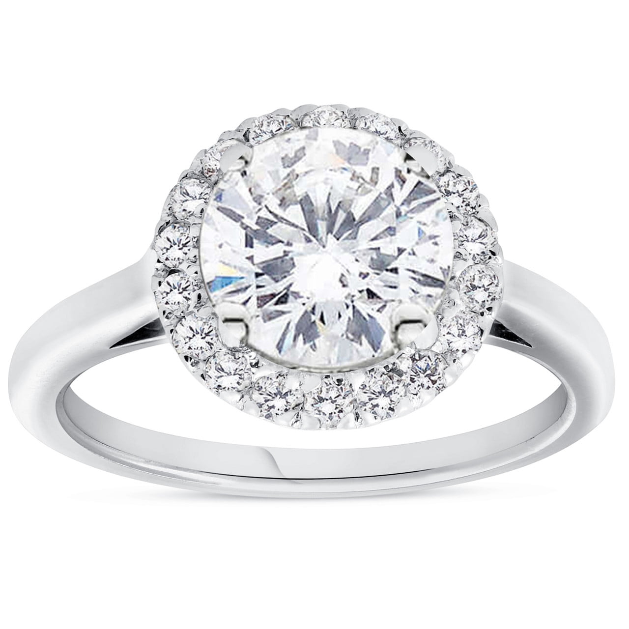 Circle Jewel 14K White Gold Plated Ring for Her - 2.2 Ct Lab Diamond ...