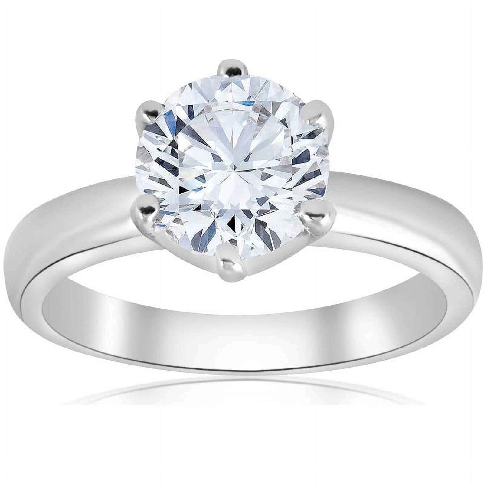 Circle Jewel 14K White Gold Plated Ring - Excellent 1.5 Ct Round Cut Simulated Diamond Ring ...