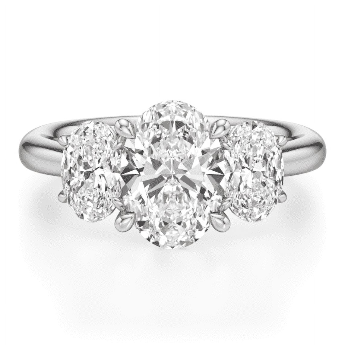 Circle Jewel 2.24 Ct Three Stone Prong Set Ring - Oval Cut Moissanite ...