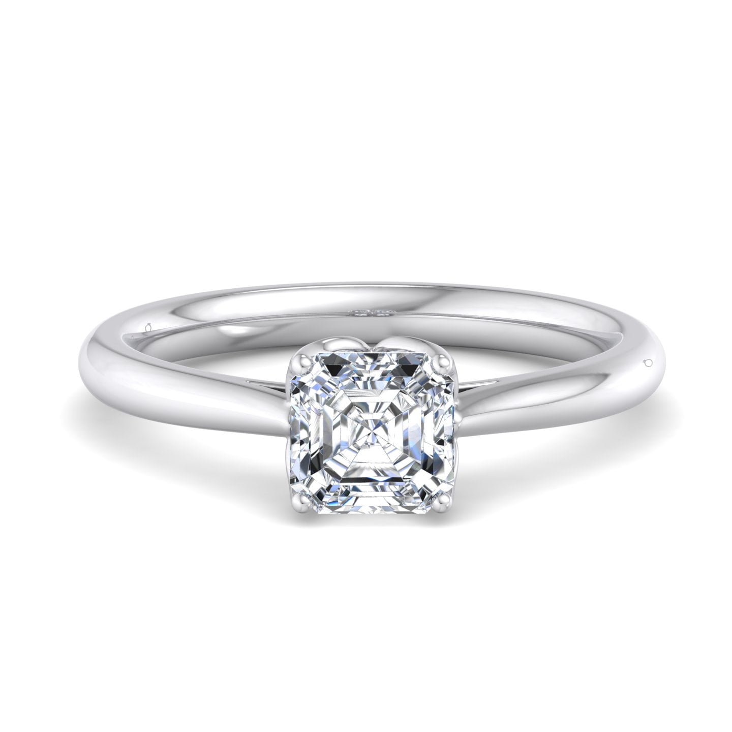 Circle Jewel Asscher Cut Flower Style Engagement Ring - 1.5 Ct Lab ...