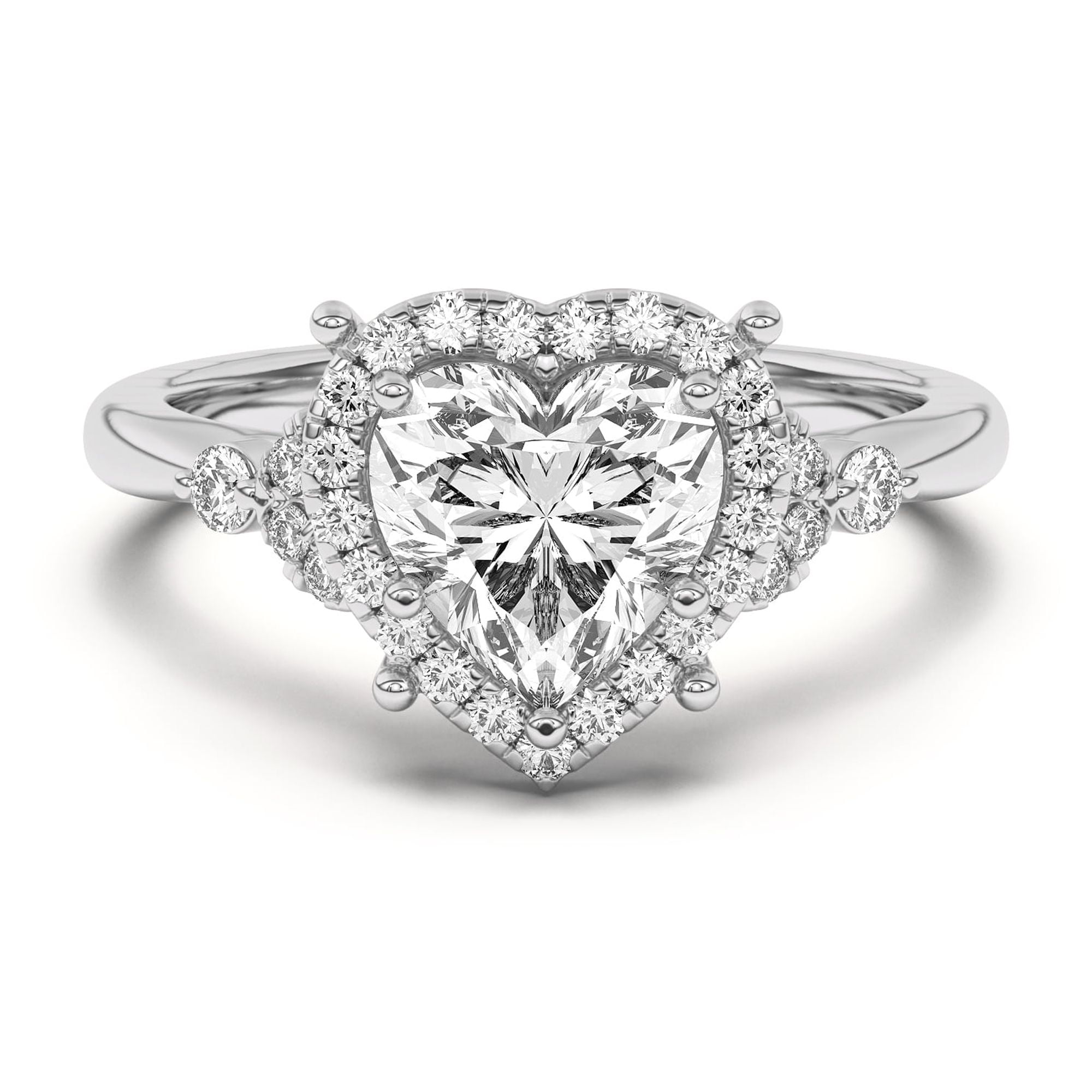 Circle Jewel Engagement Ring for Women - 1.5 Ct Heart Cut Lab Created ...